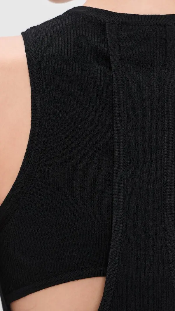 Tibi Feather Weight Ribbed Cut Out Tank