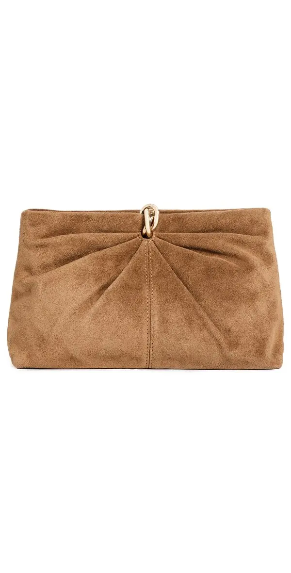LOEFFLER RANDALL Corrine Gathered Multi Ring Suede Clutch - Toffee