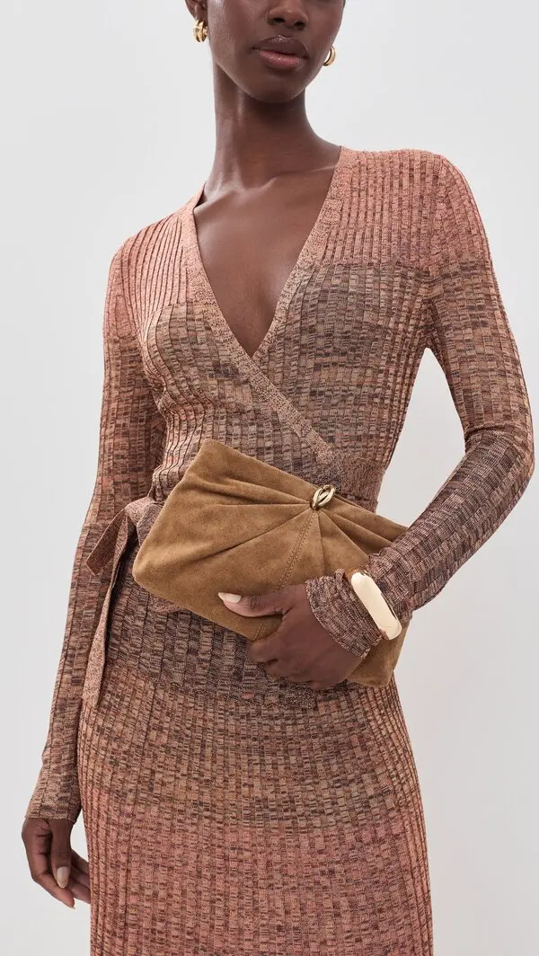 LOEFFLER RANDALL Corrine Gathered Multi Ring Suede Clutch