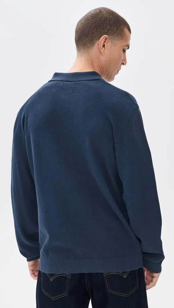 FAIR HARBOR Mariner Long Sleeve Polo Top - Navy