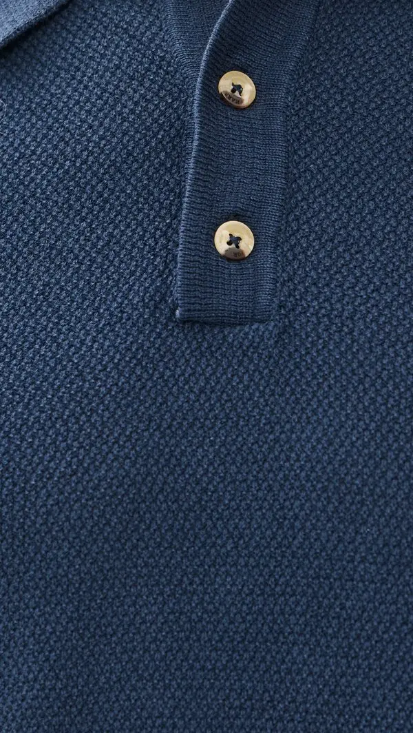 FAIR HARBOR Mariner Long Sleeve Polo Top - Navy