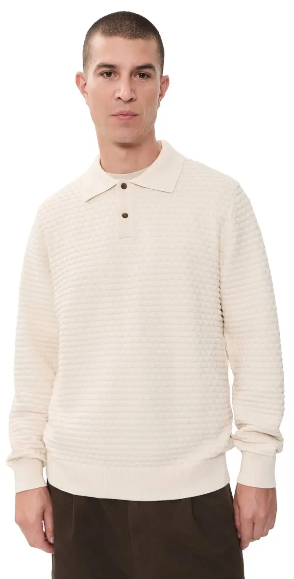 LES DEUX Check Structure Knitted Polo