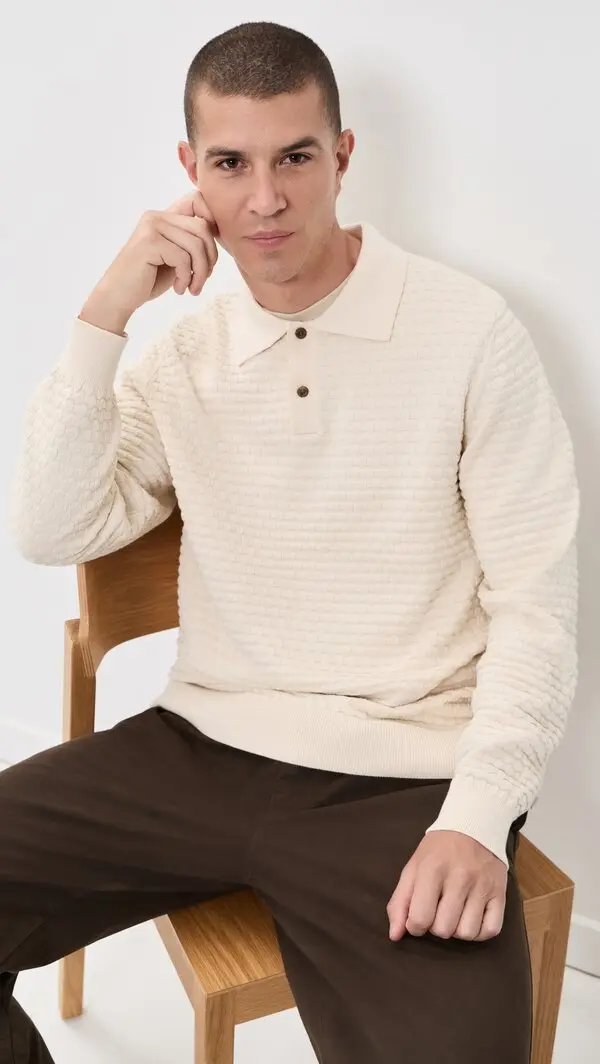 LES DEUX Check Structure Knitted Polo