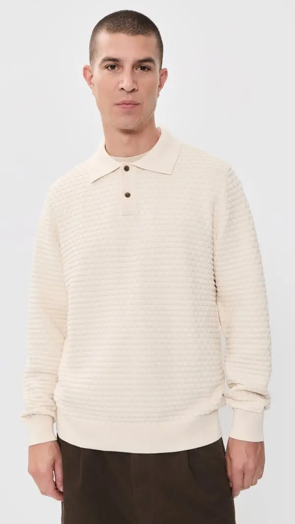 LES DEUX Check Structure Knitted Polo