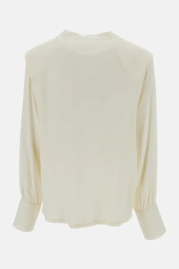 Federica Tosi Blusa In Misto Seta Con Scollatura Morbida E Profonda - Bianco
