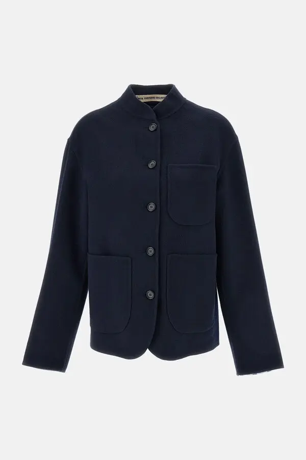 META CAMPANIA COLLECTIVE Giacca Camicia Julian In Lana, Seta E Cashmere - Blue