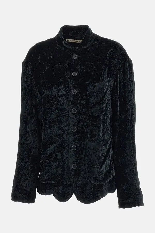 META CAMPANIA COLLECTIVE Giacca Camicia Julian In Velluto - Black