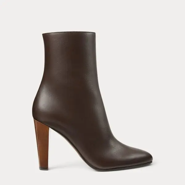 Ralph Lauren Bernice 95 Mm Calfskin Bootie - Chocolate