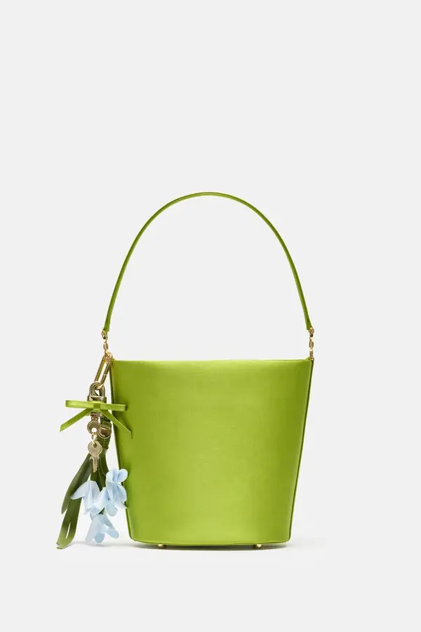 SELF-PORTRAIT Borsa A Cestino In Satin - Verde