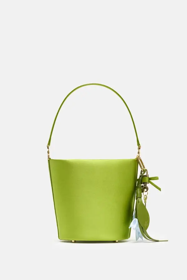 SELF-PORTRAIT Borsa A Cestino In Satin - Verde