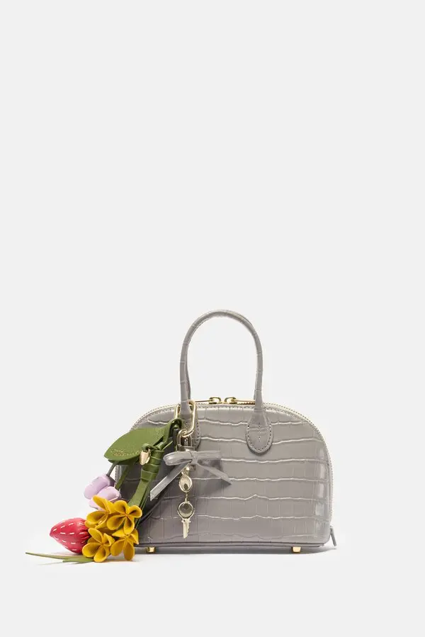 SELF-PORTRAIT Borsa Mini Toast In Pelle Stampa Croc - Grey