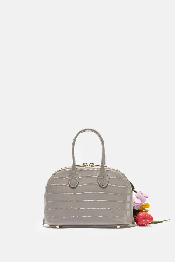 SELF-PORTRAIT Borsa Mini Toast In Pelle Stampa Croc - Grigio
