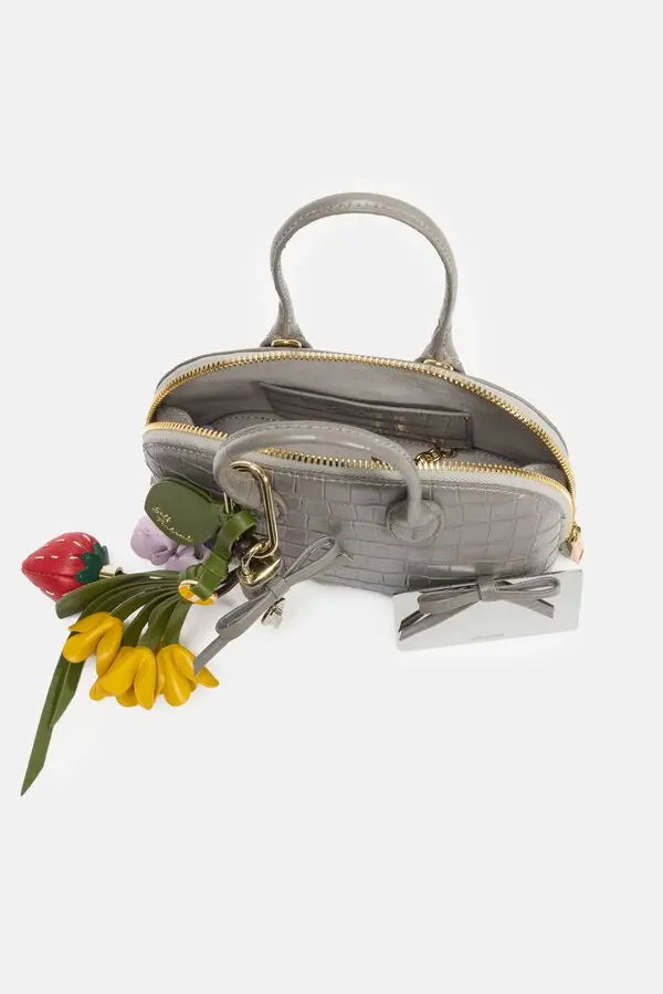 SELF-PORTRAIT Borsa Mini Toast In Pelle Stampa Croc - Grigio