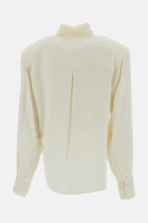 Federica Tosi Camicia Scollo V Con Sciarpina Misto Seta - White