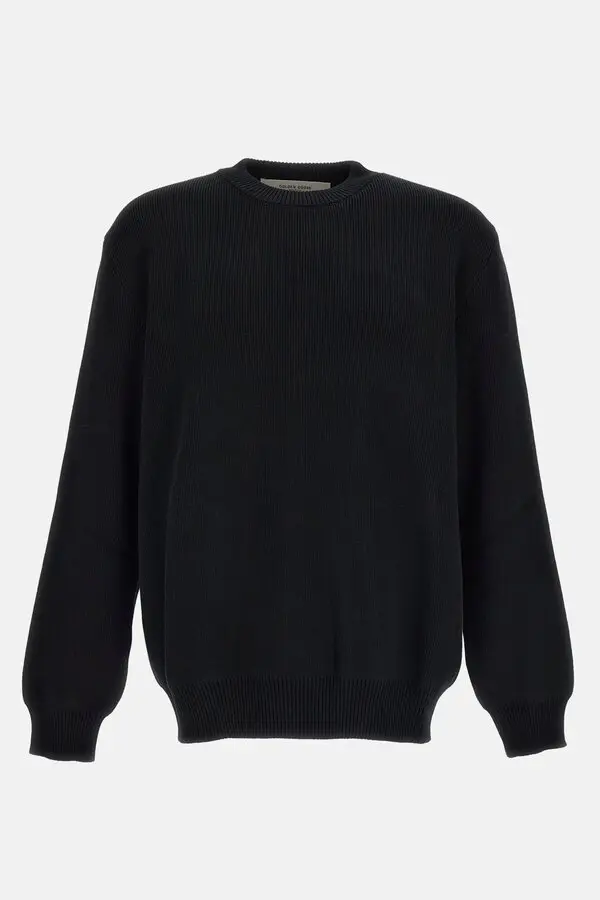 GOLDEN GOOSE Maglione Girocollo In Cotone Con Logo - Nero
