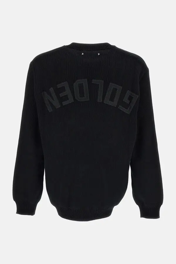 GOLDEN GOOSE Maglione Girocollo In Cotone Con Logo - Nero
