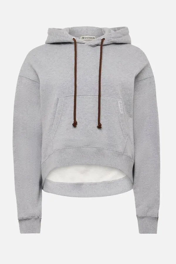 JW Anderson Felpa Con Cappuccio E Orlo Arrotondato - Grey