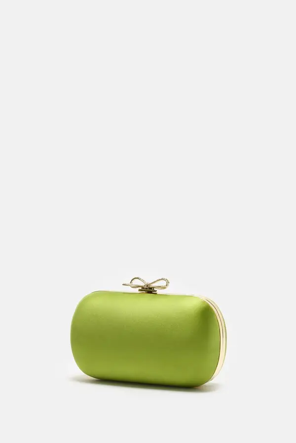 SELF-PORTRAIT Borsa Clutch In Satin - Verde