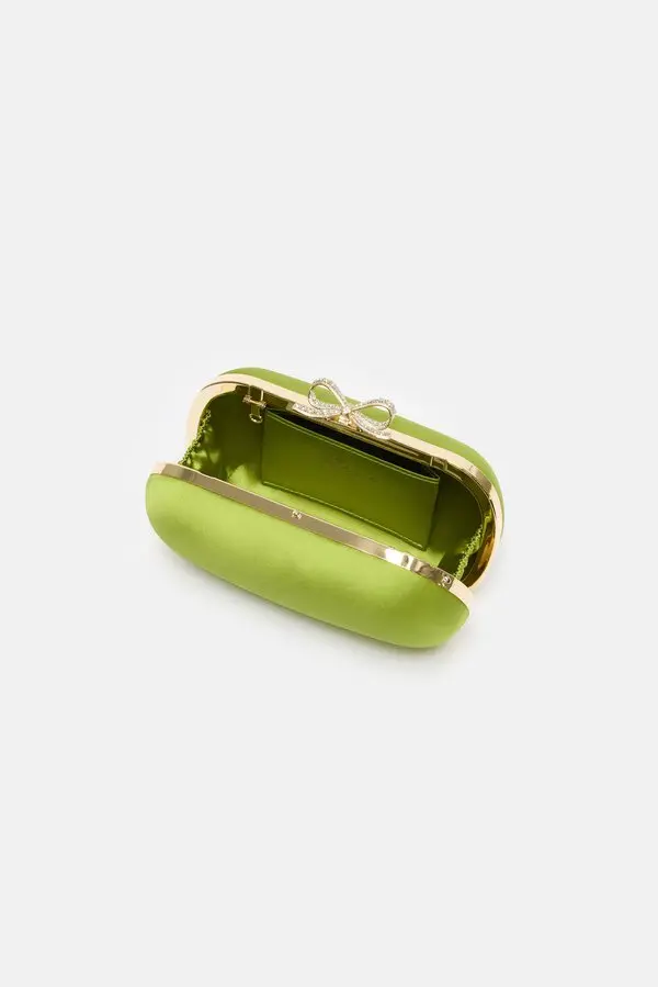 SELF-PORTRAIT Borsa Clutch In Satin - Verde