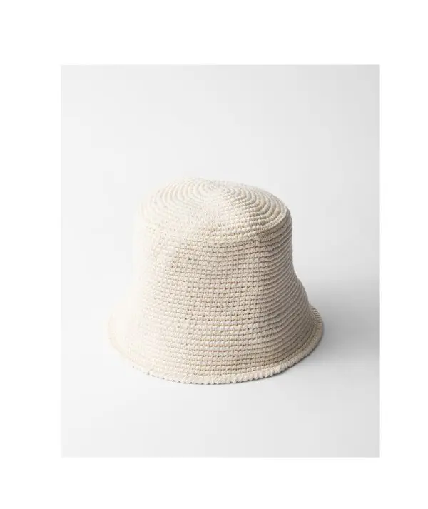 Prada Crochet Bucket Hat - Ivory