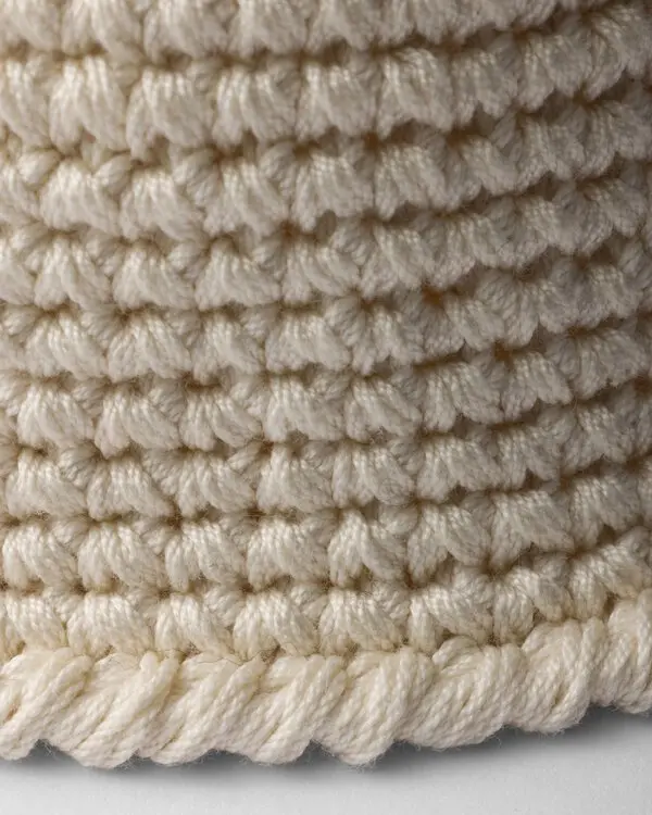 Prada Crochet Bucket Hat - Ivory