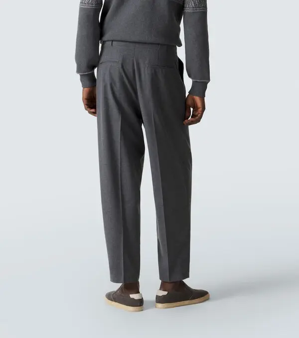 Brunello Cucinelli Wool, Cotton And Silk Tapered Pants