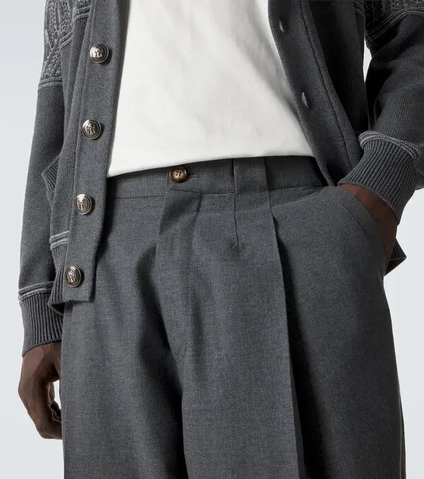 Brunello Cucinelli Wool, Cotton And Silk Tapered Pants