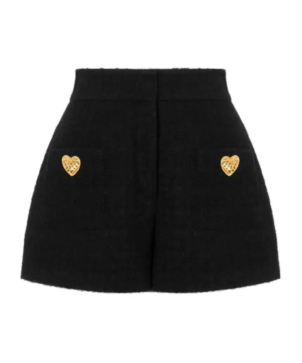 Moschino Heart-buttons Tweed Shorts - Black
