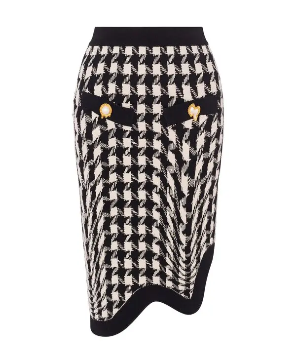 Moschino Houndstooth Virgin Wool Skirt