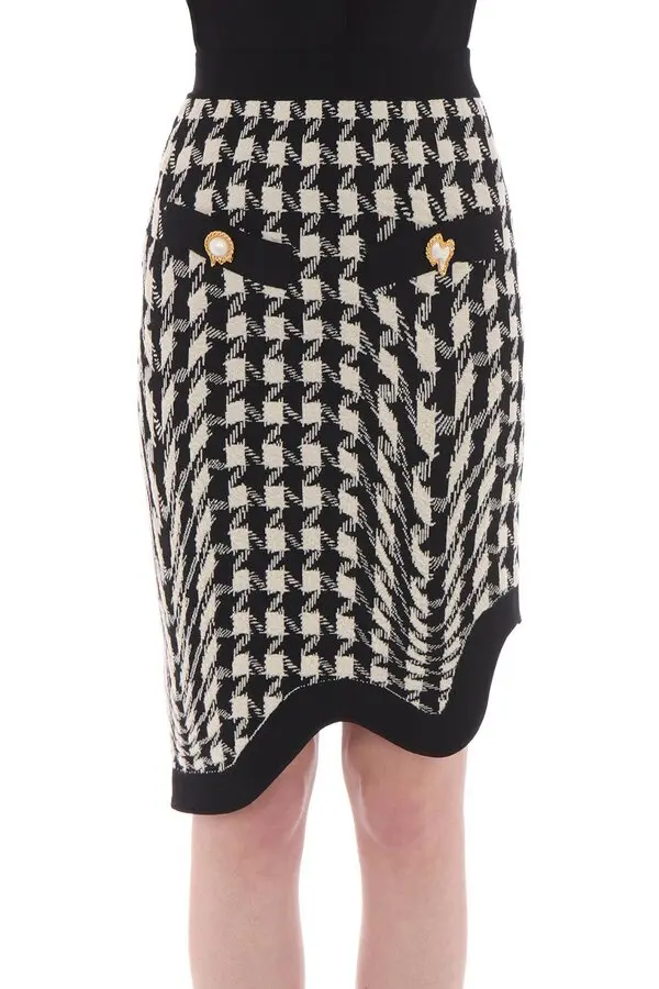 Moschino Houndstooth Virgin Wool Skirt