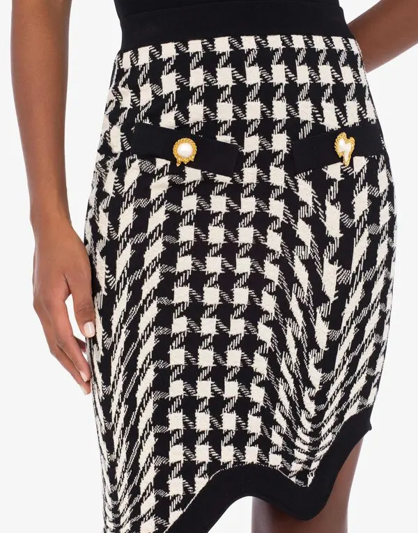 Moschino Houndstooth Virgin Wool Skirt