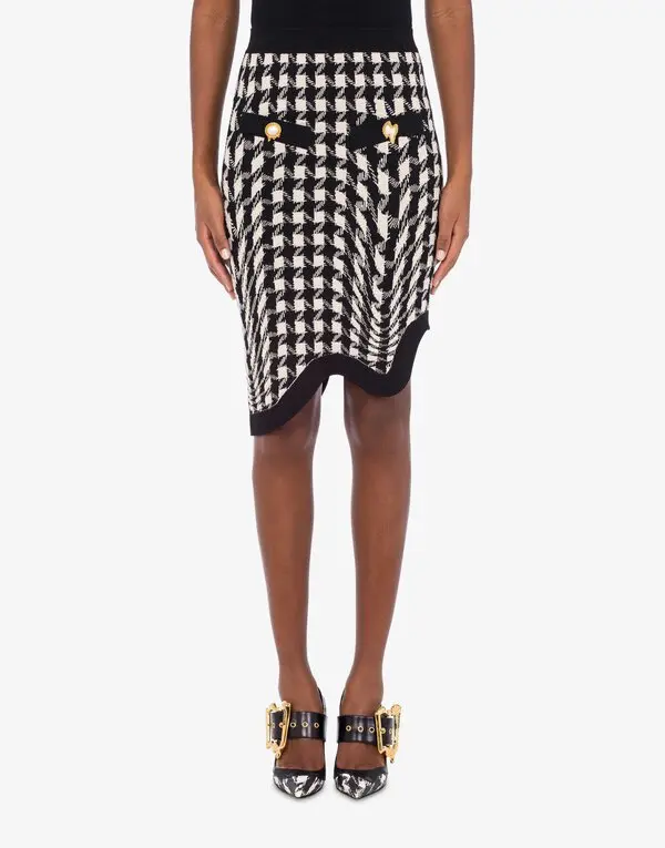 Moschino Houndstooth Virgin Wool Skirt