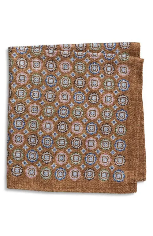 Nordstrom Medallion Silk Pocket Square - Brown