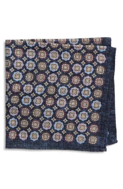 Nordstrom Medallion Silk Pocket Square - Navy