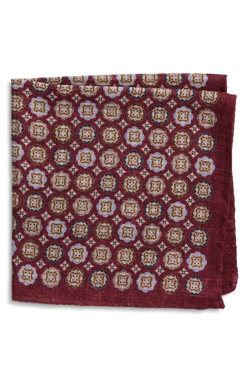 Nordstrom Medallion Silk Pocket Square - Ruby