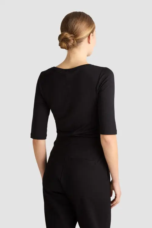 RESIDUS Caline Fitted Elbow Sleeve Jersey Top - Black