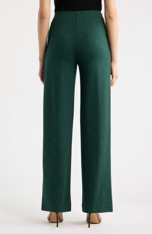 Anne Klein Embellished Hollywood Waist Pull-on Straight Leg Pants - Pine Forest