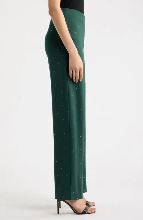 Anne Klein Embellished Hollywood Waist Pull-on Straight Leg Pants - Pine Forest