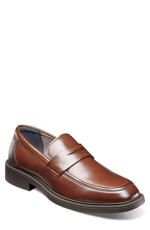 STACY ADAMS Everett Faux Leather Moc Toe Penny Loafer - Brown