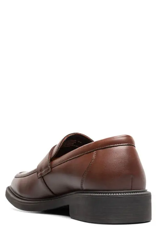 STACY ADAMS Everett Faux Leather Moc Toe Penny Loafer - Brown