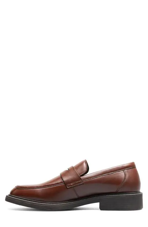 STACY ADAMS Everett Faux Leather Moc Toe Penny Loafer - Brown