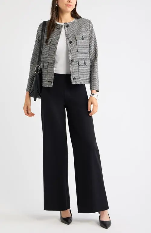 Caslon Ponte High Waist Wide Leg Pants - Black