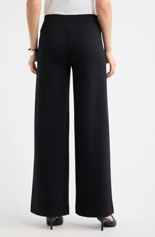 Caslon Ponte High Waist Wide Leg Pants - Black