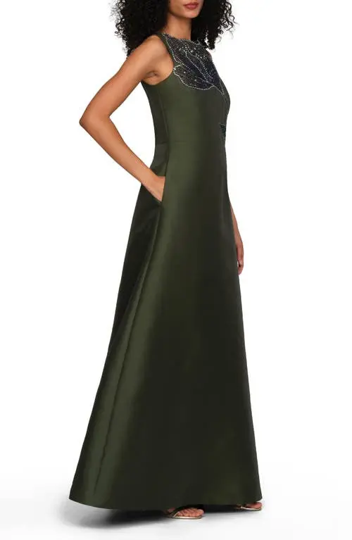 KAY UNGER Charlene Embellished Taffeta Gown