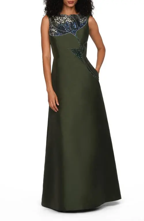 KAY UNGER Charlene Embellished Taffeta Gown