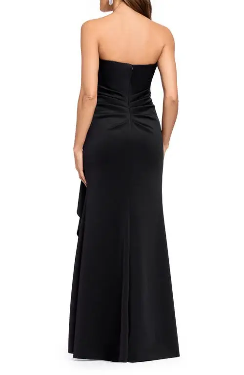 XSCAPE EVENINGS Ruffle Strapless Scuba Crepe Gown