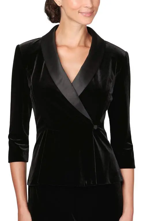 Alex Evenings Velvet Side Button Peplum Top