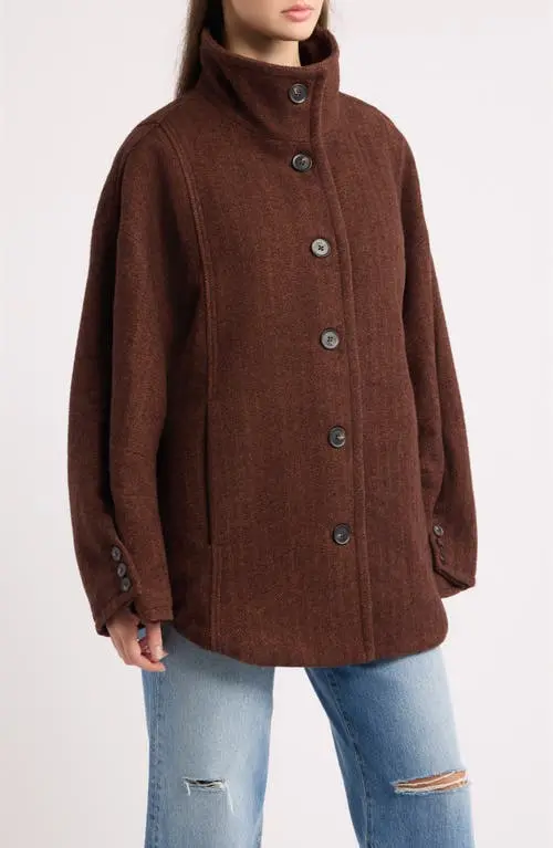 Free People Beau Cocoon Coat - Brown Combo