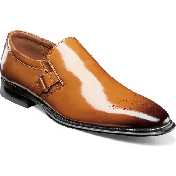 STACY ADAMS Alistair Leather Plain Toe Slip-on - Tan