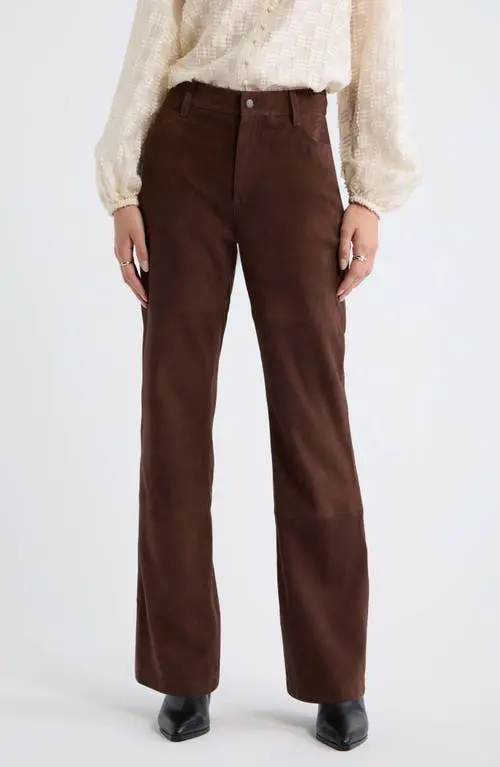 Treasure & Bond Flare Leg Suede Pants - Brown Chicory